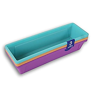 Pencil Trays Colorful Plastic Storage Baskets Mini Bins - Set of 3 - Colors Vary