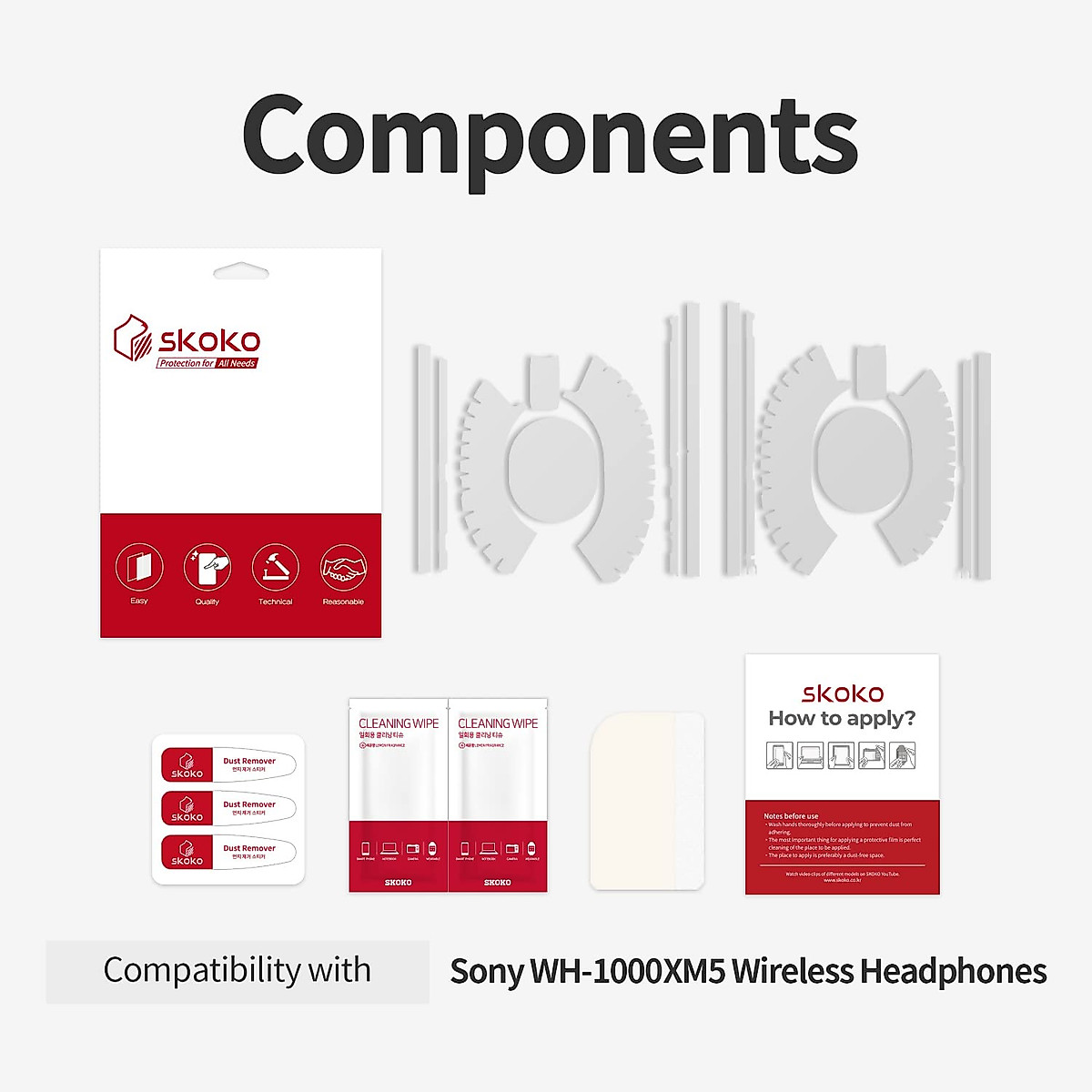 (Full Set) SKOKO WH-1000XM5 Sony Headphone Full Body Protector Film Skin Anti Fingerprint, Anti Scratch, Bubble Free
