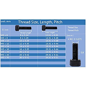 iexcell 540 Pcs M5 x 6/8/10/12/14/16/20/25/30 Alloy Steel 12.9 Grade Hex Socket Head Cap Screws Bolts Hex Nuts Washers Assortment Kit, Black Oxide Finish