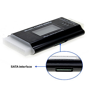 Optimal Shop 20+4 Pin LCD Computer Power Supply Tester for SATA IDE HDD ATX ITX BYI Connectors-Black