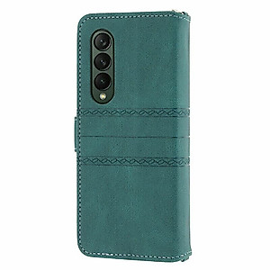 EAXER for Samsung Galaxy Z Fold 3 5G Wallet Case, with Crossbody Strap Premium PU Leather Folio Flip Card Slot Kickstand Protective Case Cover (Green)