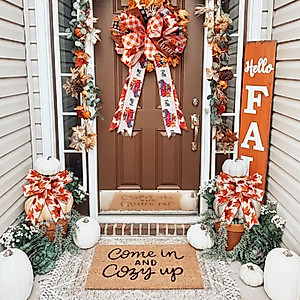 Fall Ribbon Wired 2.5In X 90Feet(6 Roll x 15 Ft),Fall Pumpkin/Truck/Thankful/Maple Leaves/Buffalo Plaid Burlap Ribbons,Farmhouse Fall Ribbon with Wire for Wreath Bows Autumn Thanksgiving Decor