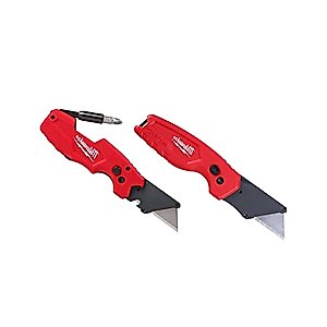 Milwaukee FASTBACK Compact Knife, and FASTBACK 6-in-1 Folding Utility Knives, w/ Blade (knife 2pack)