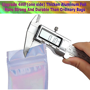 100pcs Holographic Bags Foil Pouch Bag with Zip Lock Resealable Packaging Supplies Decorative Ziplock Bag for Jewelry Lip Gloss Cookie Shipping (Holographic, 2.75"Wx3.94"L)