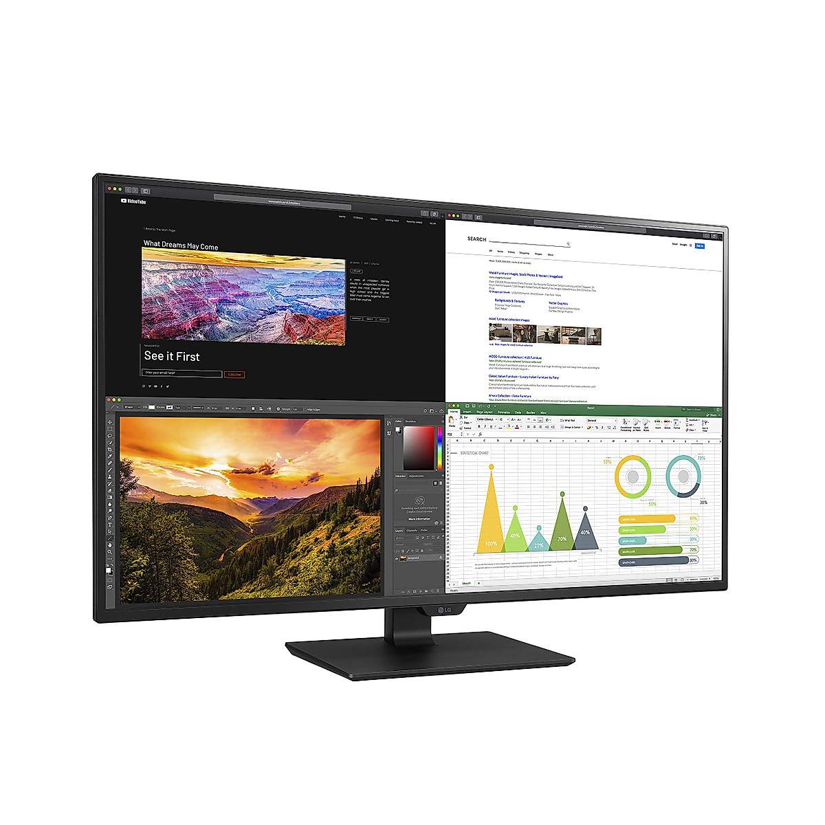 LG 43UN700-B 43 Inch Class UHD (3840 X 2160) IPS Display with USB Type-C and HDR10 with 4 HDMI inputs, Black (Renewed)