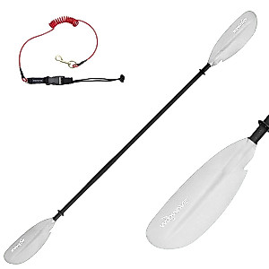 WOOWAVE Kayak Paddles Adjustable 91.3 inch/231cm Aluminum Shaft and Reinforced Fiberglass Blades,Lightweight Kayak Paddle for Kayaking Boating Oar with a Premium Paddle Leash (White)