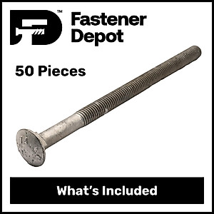 5/16"-18 x 8 Hot Dipped Galvanized Carriage Bolt, Full Thread, Grade A, Quantity 50 - by Fastener Depot, LLC