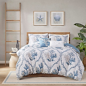 Harbor House Duvet Cover King Size, Textured Dobby Weave Lightweight Duvet Cover, Coastal Print, Soft & Breathable Cotton Bedding King Duvet Cover Set, Pismo Beach, King/Cal King Multi 5 Piece