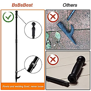 BsBsBest Fire Poker for Fire Pit, 46 Inch Extra Long Portable Campfire Poker for Fireplace, Camping, Wood Stove, Outdoor and Indoor Use, Rust Resistant Stainless Steel Black Finish