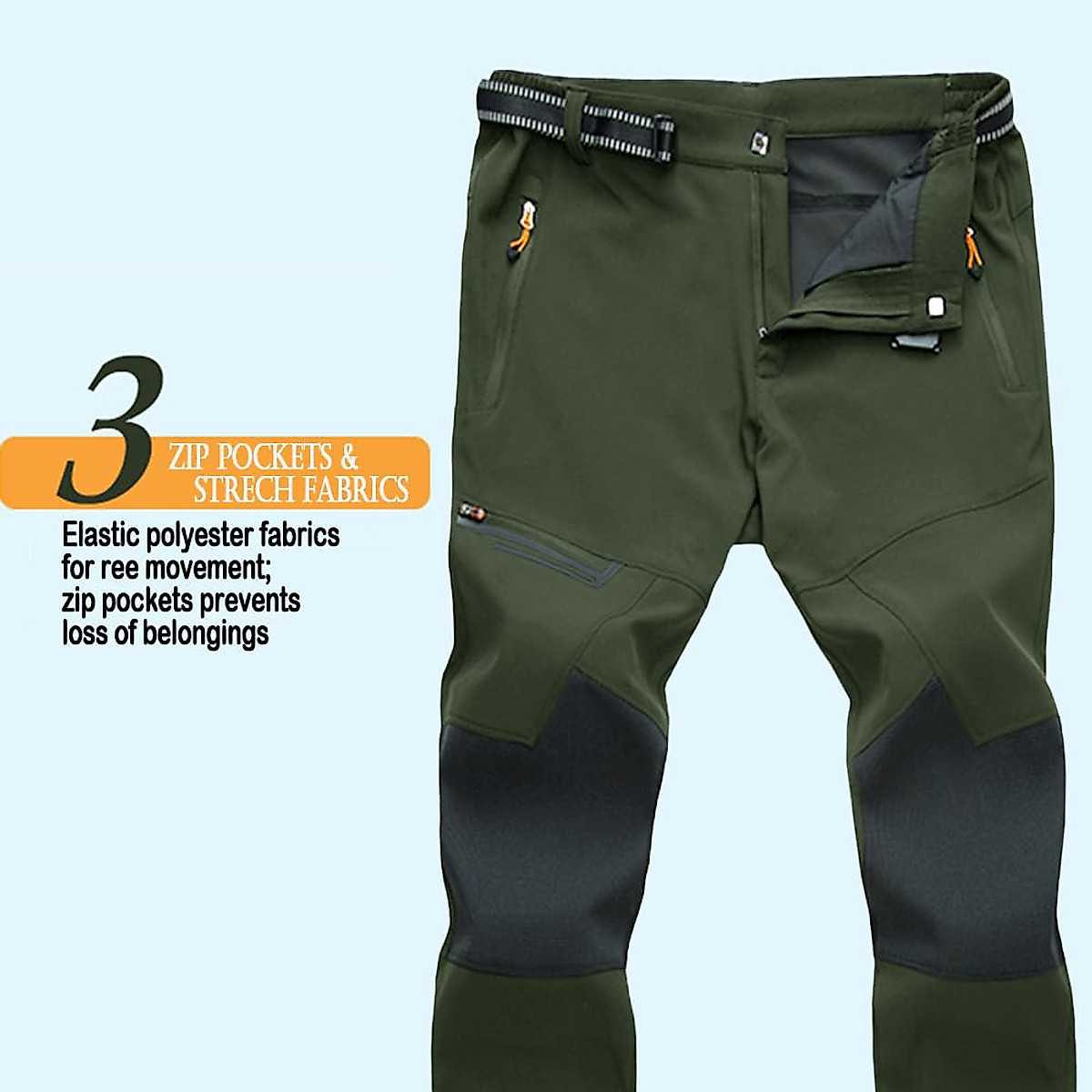 MAGCOMSEN Work Pants for Men Waterproof Stretch Softshell Hiking Pants Slim Fit for Summer Fishing Hunting Casual Green 34