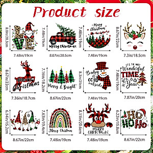Christmas Iron on Decals for Clothing HTV Heat Transfer Stickers 12pcs Iron on Patches Buffalo Plaid Sticker for Clothes Bag Pillow Covers DIY Decorations (Christmas Red-12pcs)