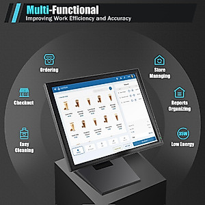 Gdrasuya10 LCD Touchscreen Monitor 17 Inch POS Retail Cash Register Touch Screen LED Monitor Display 1280 * 1024 with Multi-Position POS Stand for Business, Restaurant, Supermarket