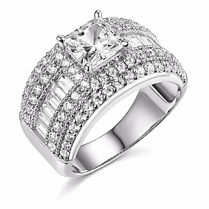 14k White Gold SOLID Wedding Engagement Ring - Size 4