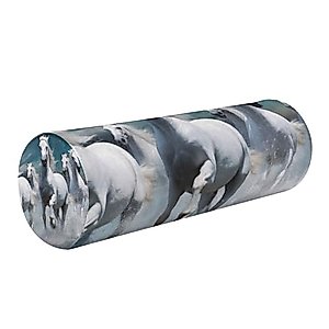 xigua Running Horses Neck Roll Pillow for Neck Relief with Removable Washable Cover - Memory Foam Round Cylinder Bolster, Ergonomically Designed for Head, Neck, Back, and Legs