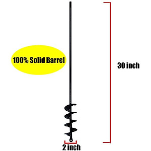 Cyleodo 30" x 2" Extended Length Auger Drill Bit for Planting Bulb & Bedding Plant Auger 100% Solid Barrel-No Need to Squat Post Hole Digger for 3/8" Hex Drive Drill- Easy Planter Garden Auger