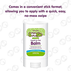 Baby Balm Stick by the Makers of Boogie Wipes, Moisturizes and Soothes from Head to Toe, Hypoallergenic, Naturally Derived, 0.49 oz, Pack of 1