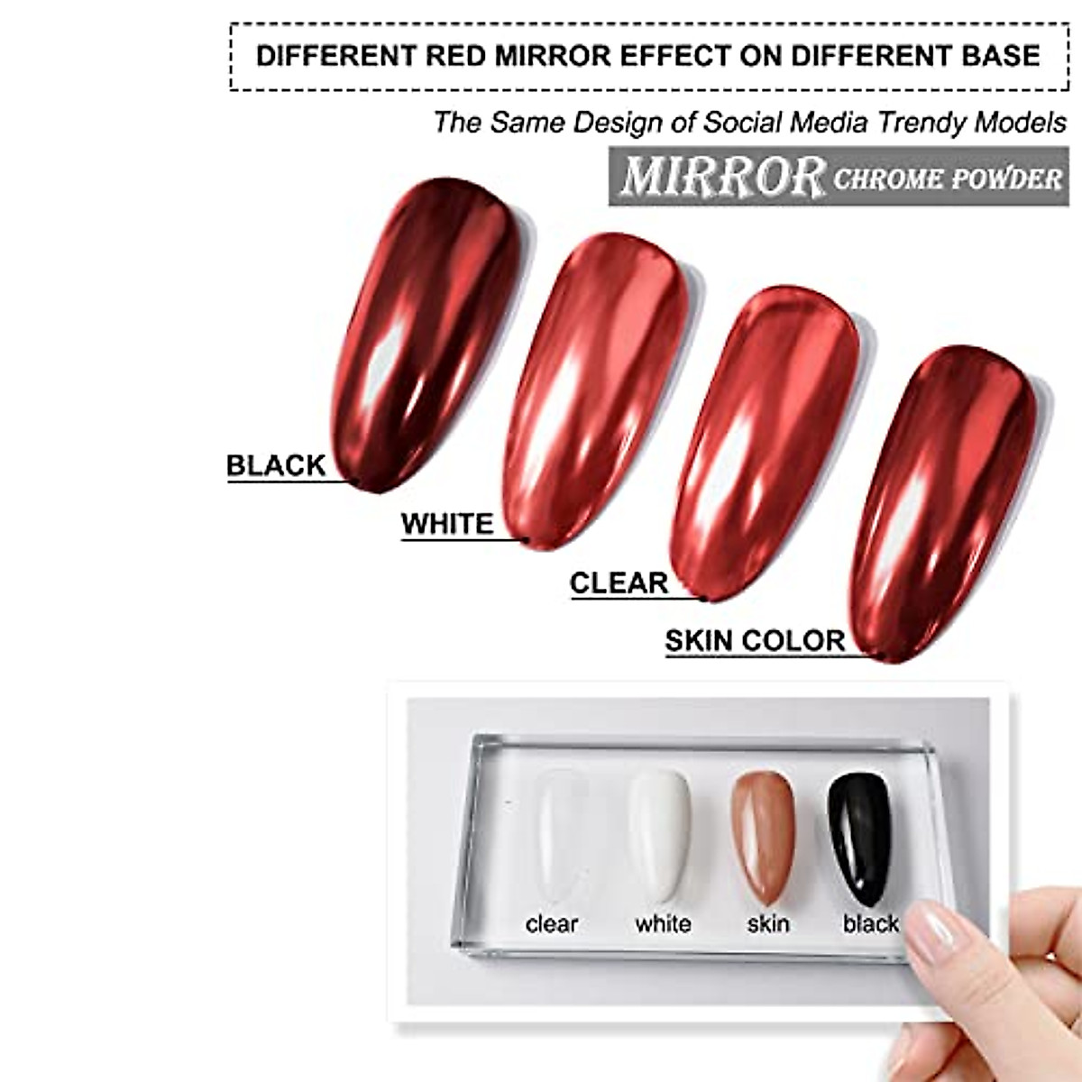 Red Chrome Nail Powder Mirror Effect Rose Gold Glitter for Metallic Nails Design Magic Pigment