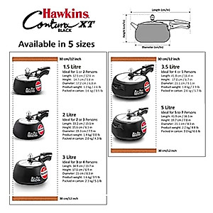 Hawkins Contura CXT20 Extra Thick Hard Anodised Pressure Cooker for Gas,Induction and Electric Stoves, 2 litres, Black
