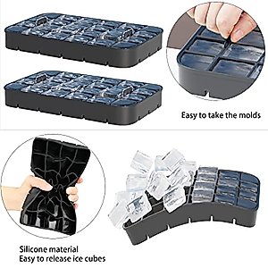 Ice Cube Tray with Lid and Bin, ROTTAY Ice Trays for Freezer, Easy-release 48 Small Nugget Silicone Ice maker with Ice Bucket, Ice Cube Storage Container Set for Chilled Drink, Cocktail and Smoothie