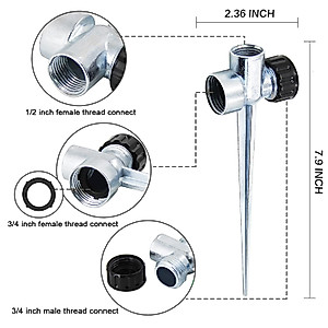 Biswing 2 Pack Brass Impact Sprinklers with Stand (Spike), Heavy Duty Lawn Head on Zinc Alloy Spike Base, Adjustable Watering Sprinkler for Large Area Grass Yards Patio Garden Irrigation