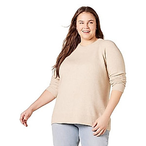 Amazon Essentials Women's Classic-Fit Soft Touch Long-Sleeve Crewneck Sweater, Beige, Small
