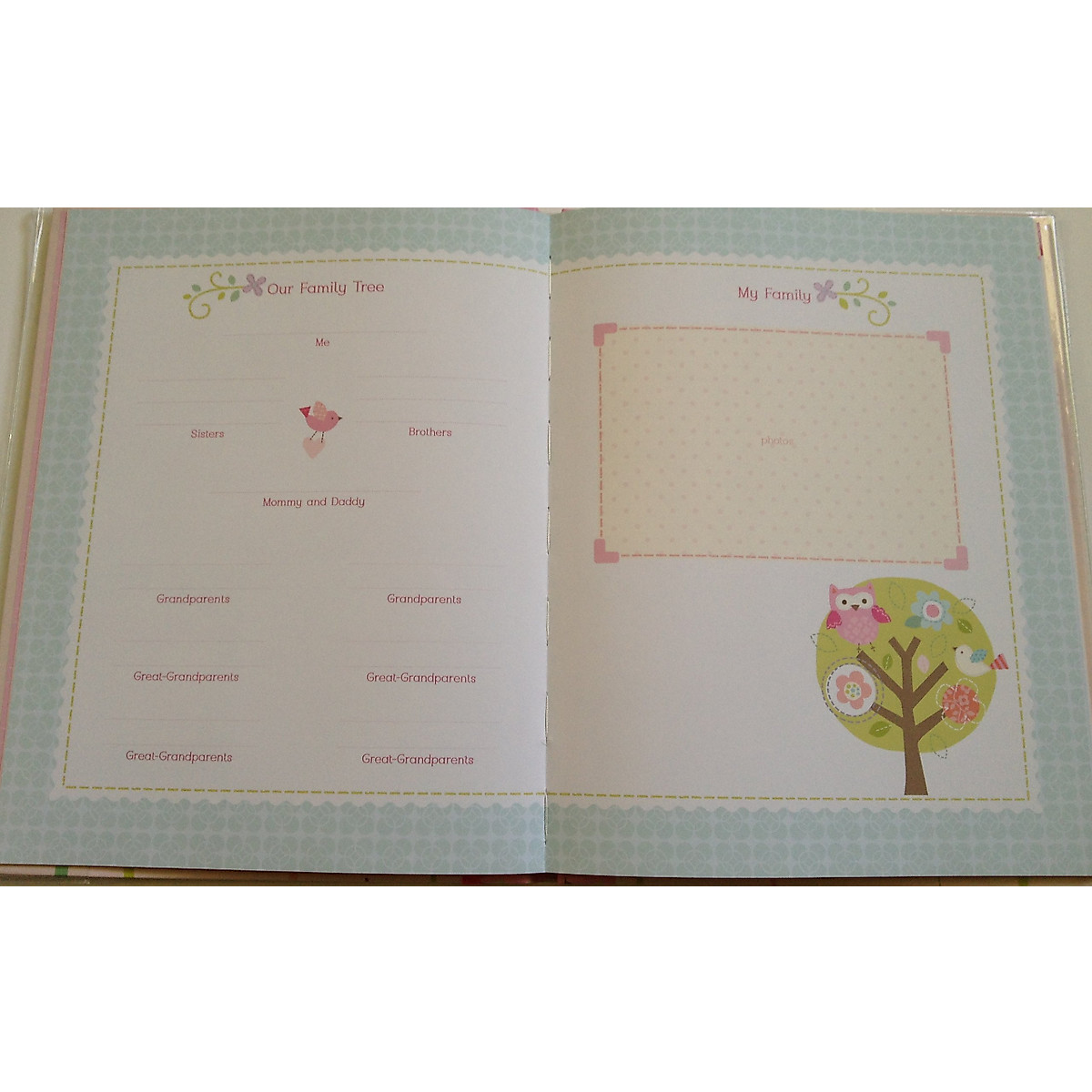 Baby's First Memory Book "Look Whoo's Adorable" Pink W/flowers, Owls, & Bird