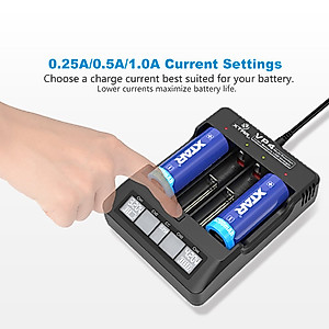 Universal 18650 Battery Charger, XTAR VP4 Smart Charger w/ LCD Display & Car Charger for Rechargeable Batteries Li-ion 18650 26650 26500 22650 18490 17670 17500 17355 and More (Full Set)