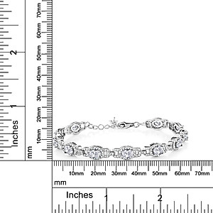Gem Stone King 10.20 Cttw Oval White Topaz Tennis Bracelet For Women In 925 Sterling Silver | Gemstone Birthstone | Oval 6X4MM | 7 inch With 1 Inch Extender