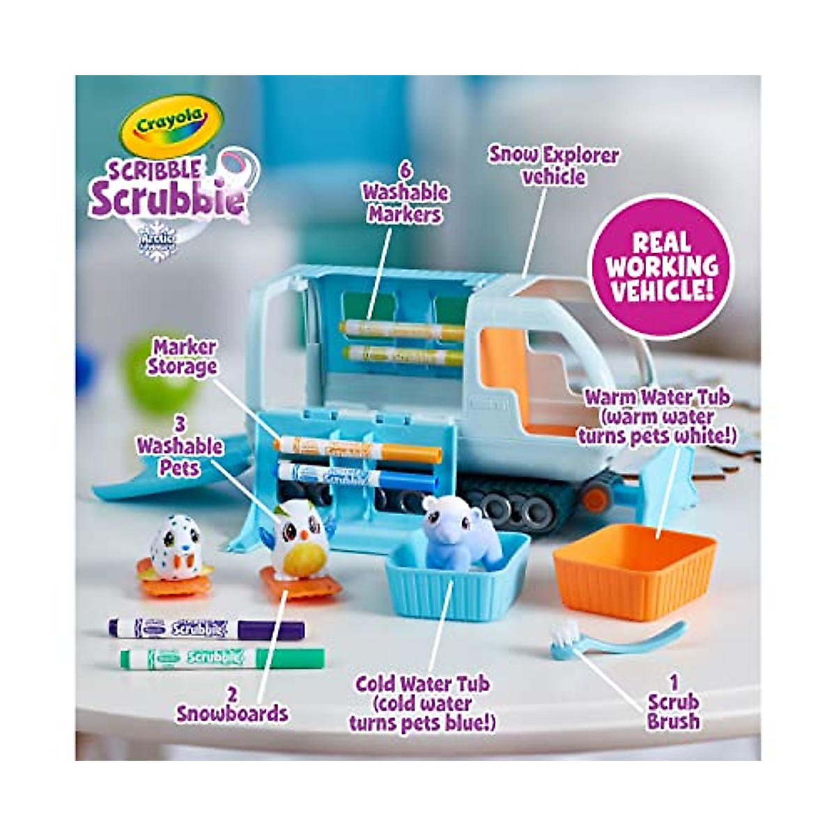 Crayola Scribble Scrubbie Pets Arctic Snow Explorer, Color & Wash Creative Toy, Gift for Kids, Age 3, 4, 5, 6