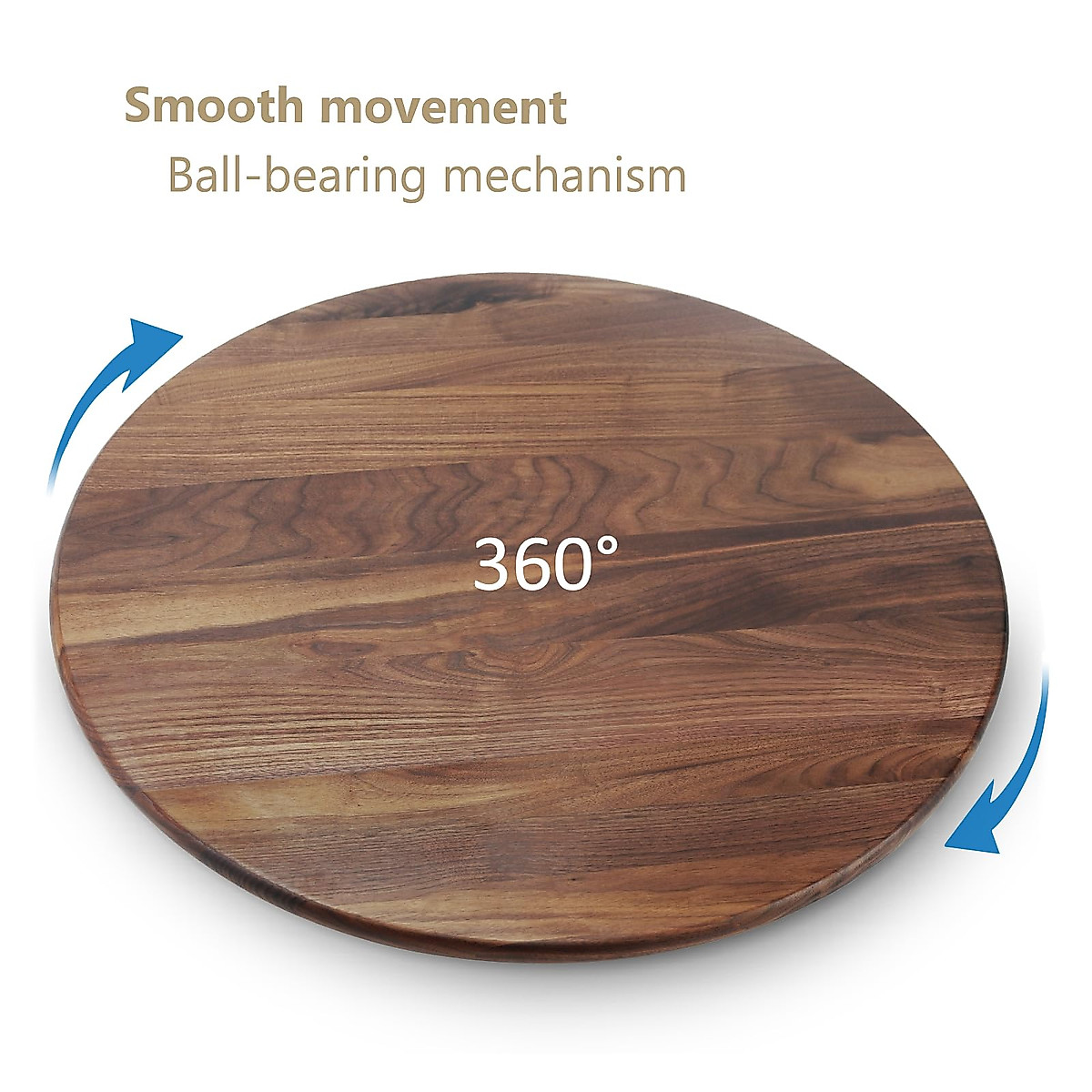 MAGIGO 27 Inches Black Walnut Wood Lazy Susan Organizer, Solid Wooden Round Turntable, Rotating Tray for Table Top/Counter Top