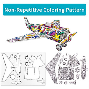 3D Coloring Puzzle Set, 4 Animals Puzzles with Pen, DIY Arts and Crafts for Girls Boys Age 6 7 8 9 10 11 12 Years Old(4 Pack)