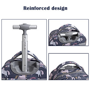 SKYMOVE 18 inches Wheeled Rolling Backpack for Boys and Girls Multi-Compartment School Students Books Laptop Trolley Bag Short Trip Carry-on, Light Gray Polar Bear