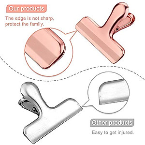Whaline Stainless Steel Chip Clips Set, Rose Gold Chip Bag Clips Heavy Duty Food Clips Round Edge Air Tight Seal Grip for Home Office Kitchen Home Usage Storage (8 Pieces of the Size 3'')