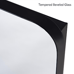 soges Black Medicine Cabinet Mirror with 2 Adjustable Storage Shelves, 24”x16” Recessed Medicine Cabinet with Mirror for Bathroom, Wall Mounted Deep Metal Framed Rounded Corner Rectangle