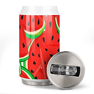 Red Watermelon Pattern 10oz Insulated Tumbler with Straw Summer Vacuum Double Wall Stainless Steel Water Bottles with Leakproof Lid,Reusable Travel Mug for Hot Cold Water in Travel Sports