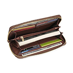 ArtsEye Rose Collection Genuine Leather Zip Wallet Clutch (Grey)