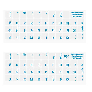 2 Pack Russian Blue Keyboard Stickers Cyrillic for Computer Blue Keyboard Letters on Clear Transparent Background