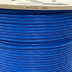 TSCables | Cat6A Plenum (CMP) 1000ft, 750Mhz, PoE++ (4PPoE) | 100% Solid Bare Copper | 23AWG Unshielded Twisted Pairs (UTP), Available in 7 Colors for Easy Identification Across Various Setups (Blue)