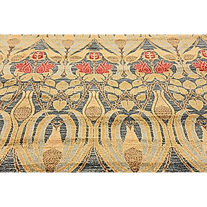 Unique Loom Edinburgh Collection Classic Oriental Traditional French Country Inspired Border Design Area Rug, 8' 0" x 8' 0", Blue/Beige