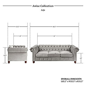 Lexicon Anise Living Room Sofa, Gray