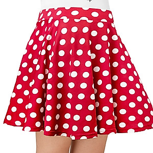 DRESHOW Polka Dot Basic Versatile Stretchy Flared Casual Mini Skater Skirt for Women Girls