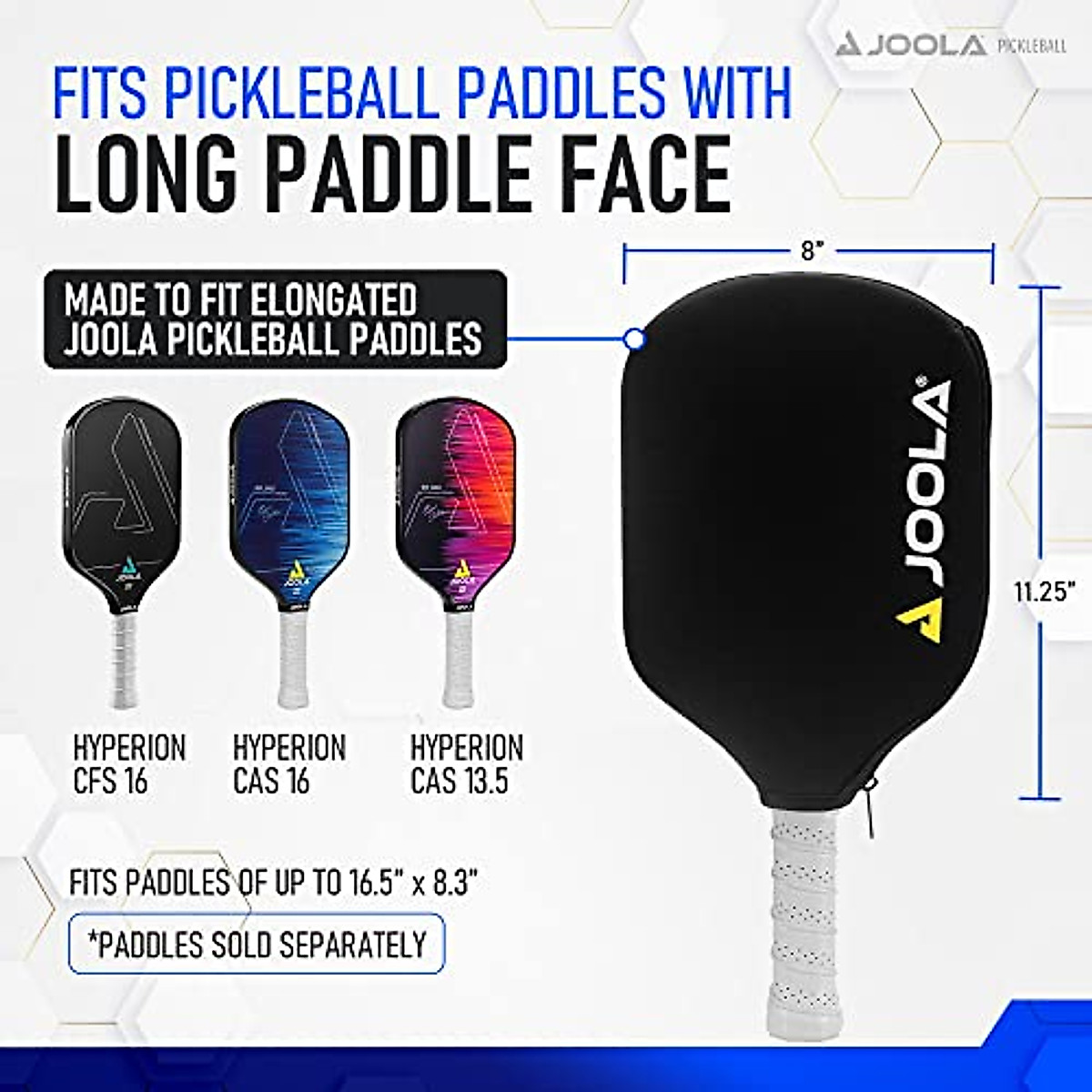 JOOLA Elongated Pickleball Paddle Cover - Neoprene Sleeve Ben Johns Hyperion and Long Pickleball Paddles, Black - 11.25" Paddle Cover