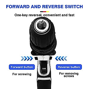 21V Portable Cordless Power Drill Set Impact Screw Driver with 1500mAh Li-Ion Rechargeable Battery 25+1 Torque Setting 45N.m Variable Speed Control with LED Light, 29PCS Accessories, Carrying Case