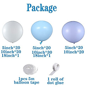 PageebO Dusty Blue Balloon Arch Kit Bear Baby Shower Decoration-134pcs Macaron Blue White Grey Balloons for Baby Shower Kids Birthday Party