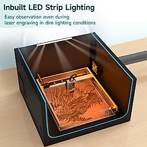 Laser Engraver Enclosure with Removable Bottom Bracket, Dust&Smoke Proof Laser Cutting Enclosure Tent with LED Strip, Fan and Pipe for Engraving Work