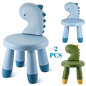 Yuntau 2 Pcs Plastic Dino Chair Sturdy Dinosaur Chairs Lightweight Activity Chairs Ergonomic Design Anti Slip Step Stool for Indoor Outdoor
