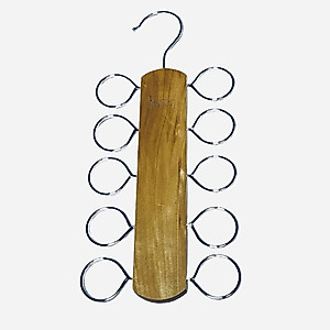 RoomForLife - Solid Wood & Metal Accessory Hanger for Small Garments, Scarves, Necklaces, Ties and More - 20 Metal Arms - Get and Stay Organized