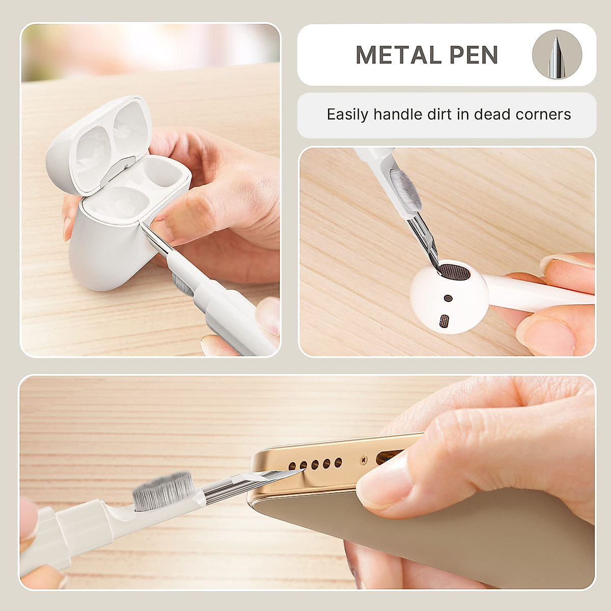 Cleaner Kit for Airpods Pro Chirstmas Gift Cleaning Pen with Soft Brush for Bluetooth Earbuds Case Cleaning Tools for Most Earphones