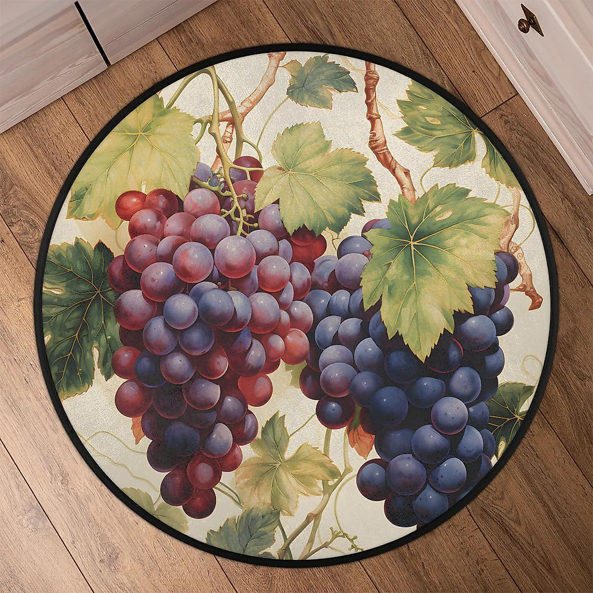 TULIMET Fruit Grapes 5'2'' Ft Round Area Rug Washable Non-Slip Circle Rug Floor Carpet Mat for Bathroom Bedroom Living Room Kitchen Entryway Dining Room