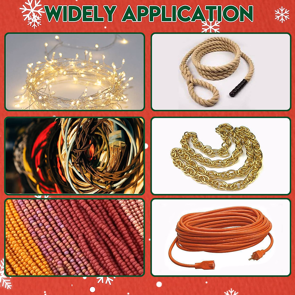 EDSRDUS Set of 6 Rope Winder, Strong & Hangable Light & Cord Wind Up Christmas Light Storage for Organizing Christmas Lights & Electric Cords, Each Holds Up to 98 ft (Green, 7inch x 8inch)